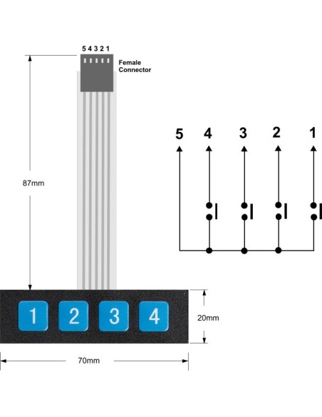 4 Key Matrix Membrane Keyboard Control Panel For Arduino 4-Key Matrix ...